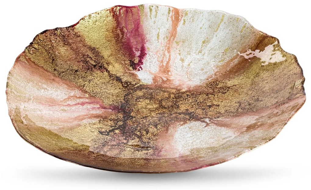 DEKORAČNÍ SKLENĚNÁ MISKA MABEL (01) (FI) 43X7 CM ORANŽOVÁ