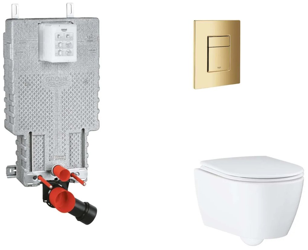 Grohe Uniset - Set předstěnové instalace, klozetu, sedátka SoftClose a tlačítka Skate Cosmopolitan, Cool Sunrise SANI15BB4117
