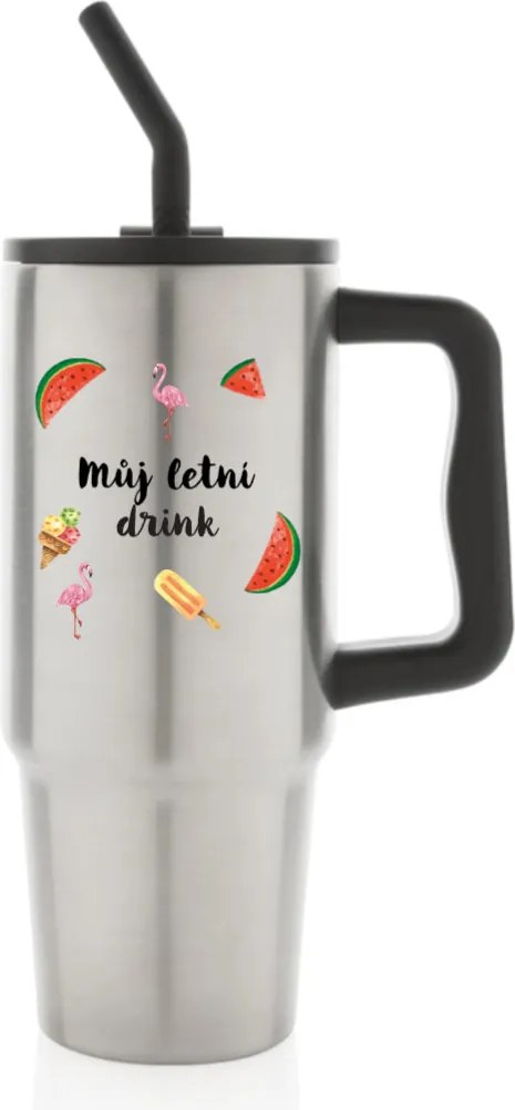 Personalizovaná nerezová termoska s barevným víčkem s letním mixem