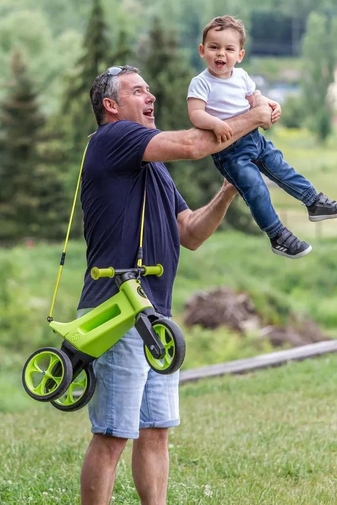 Teddies Odrážedlo Funny Wheels Rider SuperSport 2v1+popruh balené v krabici Zelené