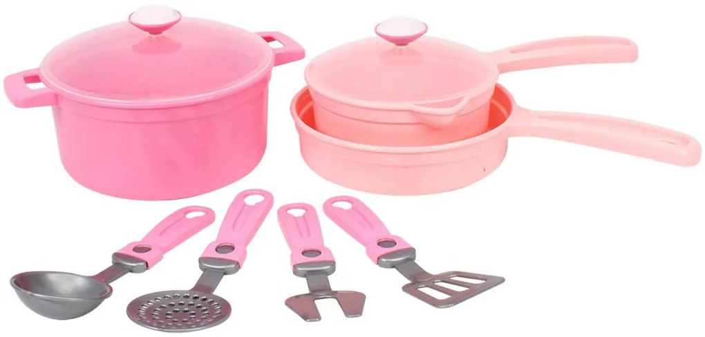 _Ostatní 1_ Nádobí baby dětské růžové set 2 hrnce s pánví a doplňky plast 36214