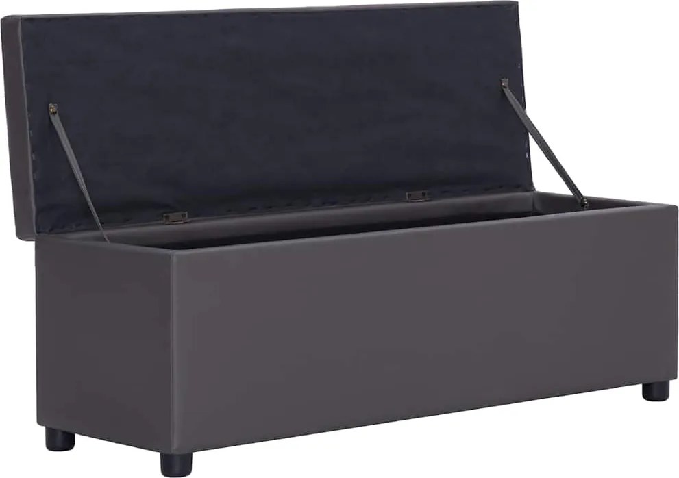 Lavice s úložným prostorem 116 cm šedá umělá kůže 281312