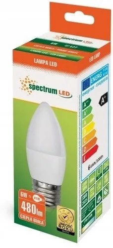 LED žárovka svíčka E-27 230V 6W teplá bílá