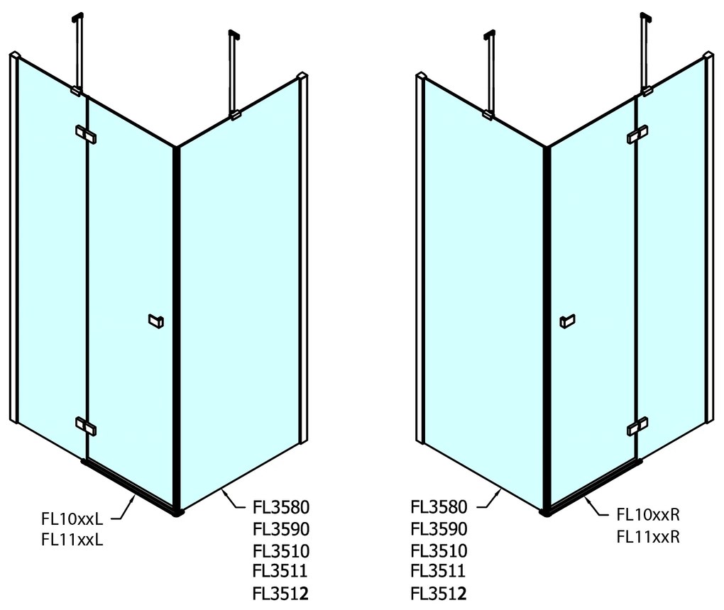 Polysan FORTIS LINE sprchové dveře 1100mm, čiré sklo, levé - FL1011L