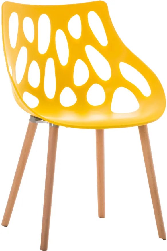 Jídelní plastová židle Haily s dřevěnými nohami Barva  Žlutá
