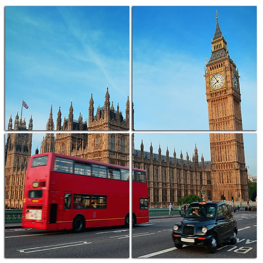 Obraz na plátně - Autobus v Londýně - čtverec 331D (100x100 cm)