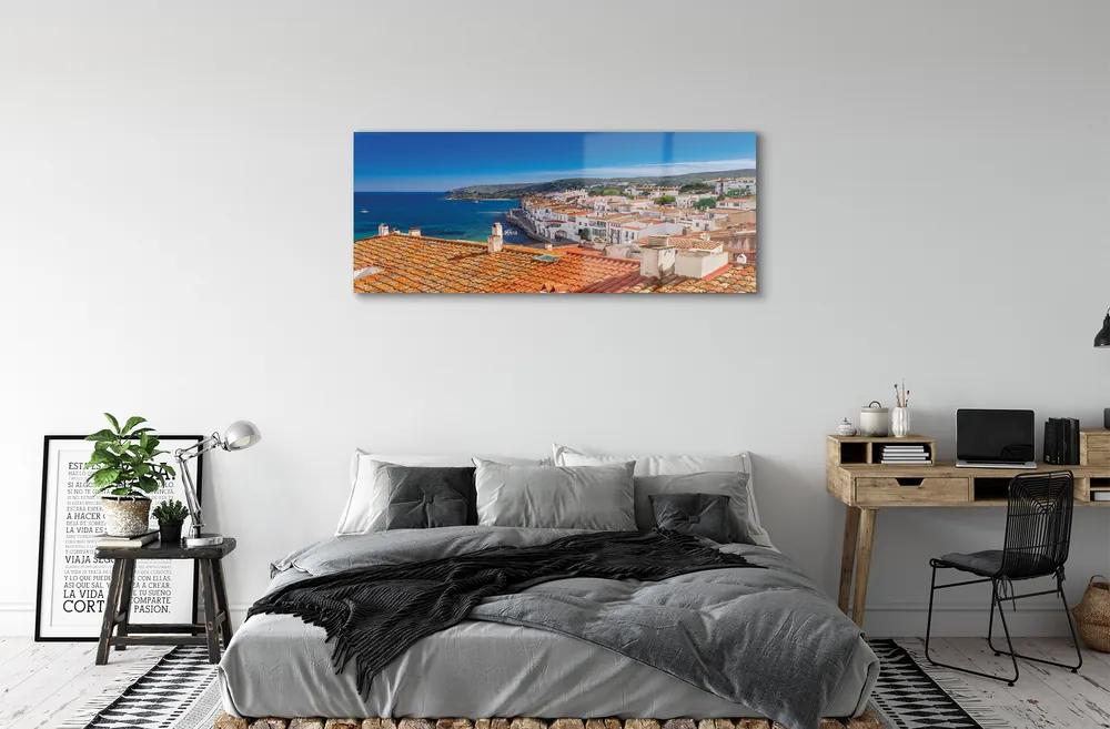akrylový obraz Španělsko Město hory moře 120x60 cm