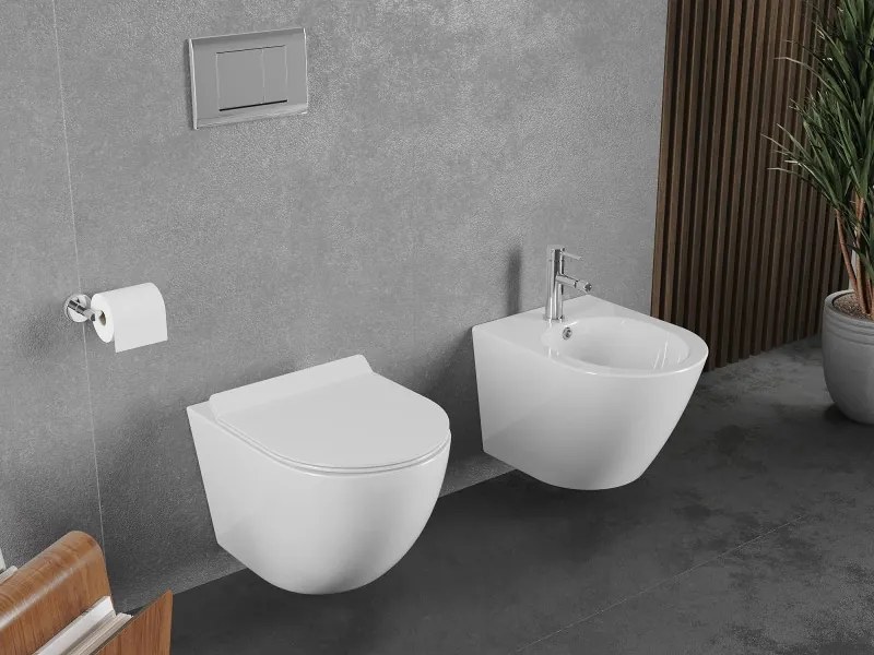 Mexen Lena WC mísa Rimless Tornado s pomalu sklopným slim sedátkem, duroplast, bílý lesk - 30224000T