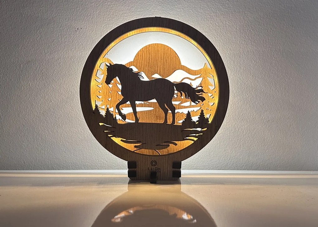 Li-Go "Kůň" lampa 20x22cm provedení povrchu: ořech