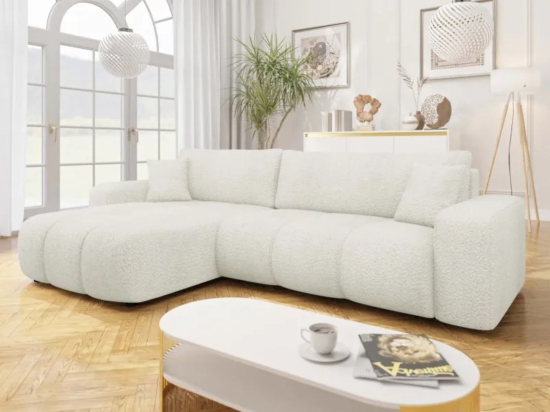 Rohová rozkládací sedačka Larow Maxi Boucle, Potah: Coral 75
