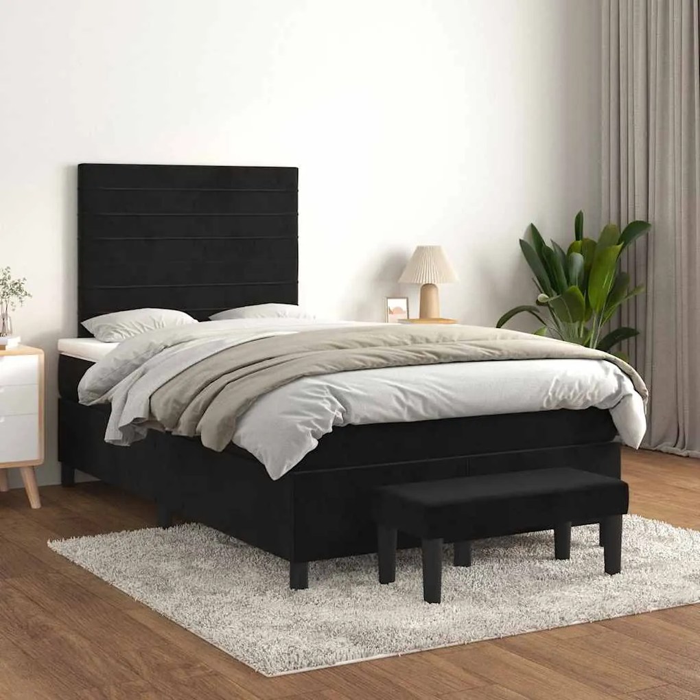 Box spring postel s matrací černá 120 x 190 cm samet 3270477