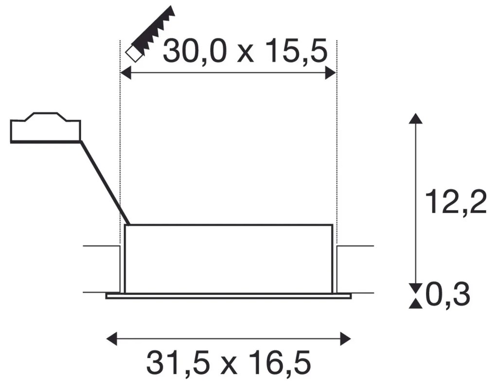 SLV 111382 New Tria 150, hliníková zápustná bodovka, 2x75W GU10 ES111, 16,5x31,5cm