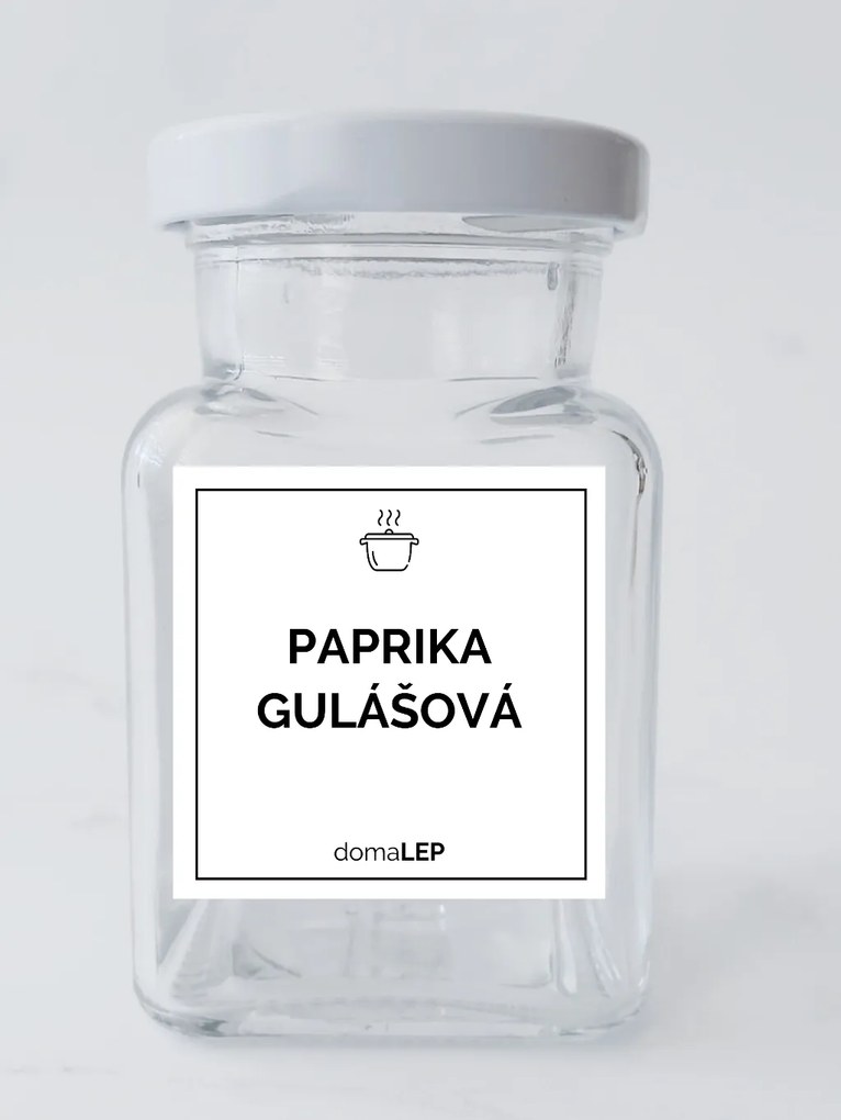 Samolepka na kořenky PAPRIKA GULÁŠOVÁ bílá 5 × 5 cm tučné písmo