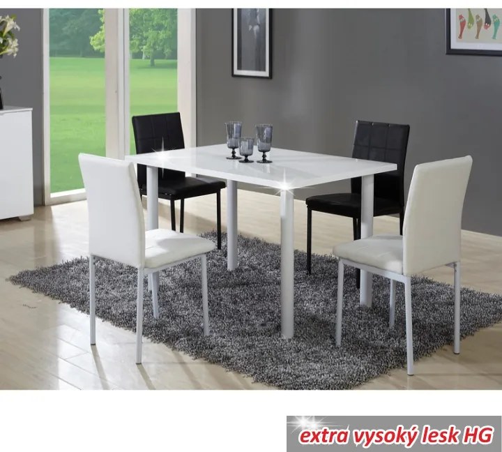 Jídelní stůl v luxusním jednoduchém designu bílá v extra vysokém lesku UNITA