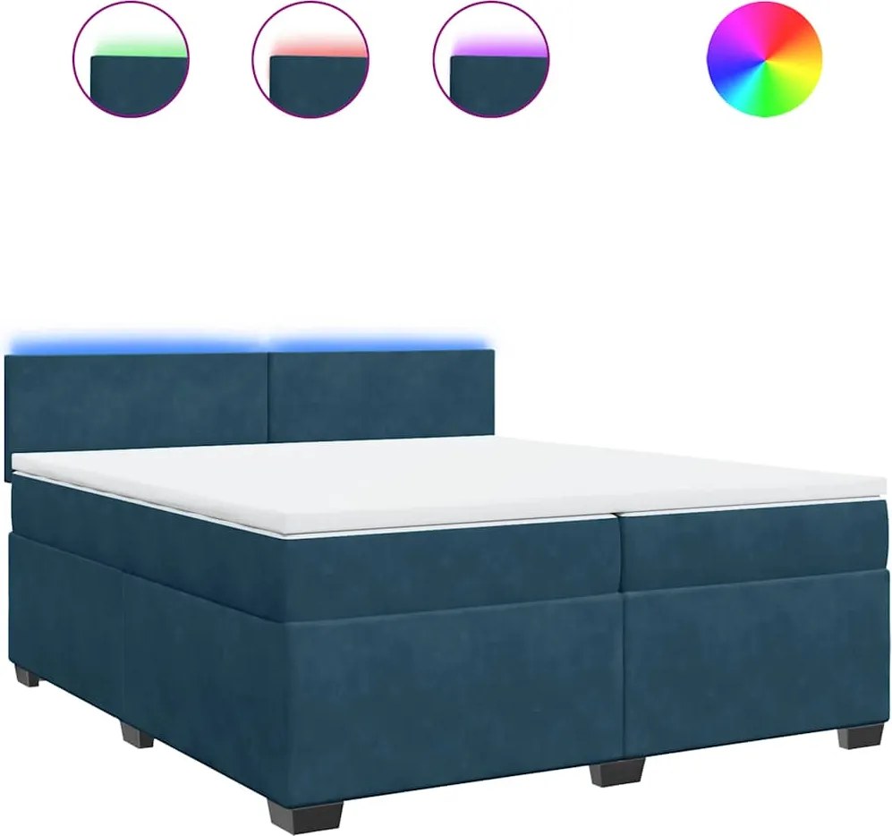 Box spring postel s matrací modrá 200 x 200 cm samet 3288700