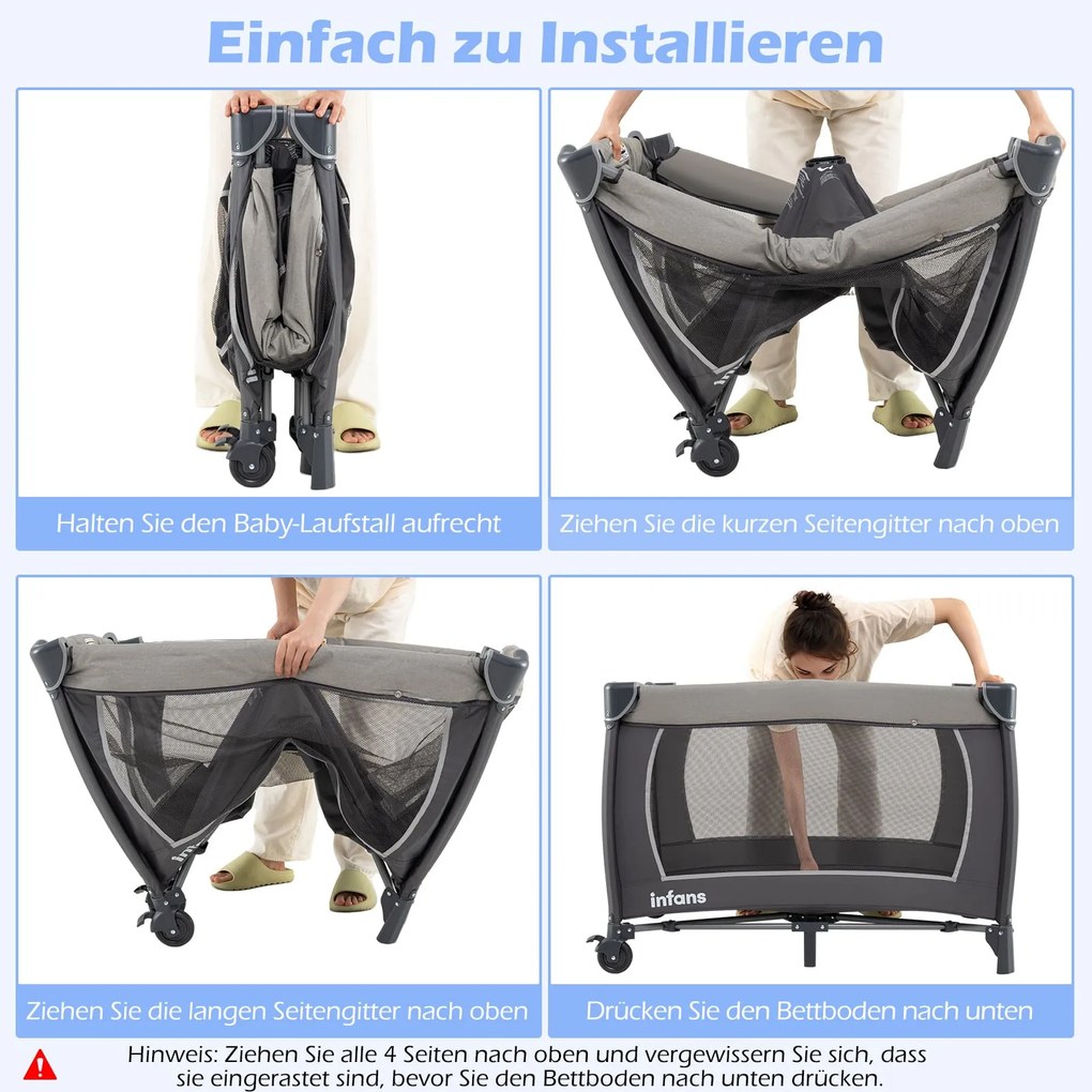 Costway 5 v 1 Dětská cestovní postýlka s přebalovacím pultem