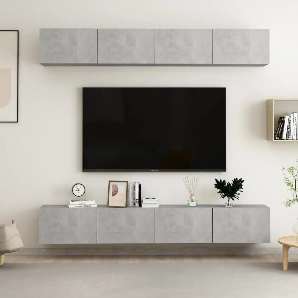 vidaXL Marketos TV skříňky 4 ks betonově šedé 100 x 30 x 30 cm kompozitní dřevo