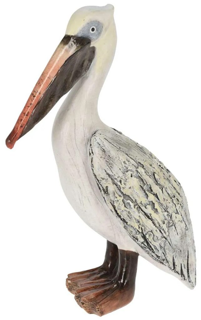 Zahradní figurka z polyresinu Pelican, 29 cm, bílá