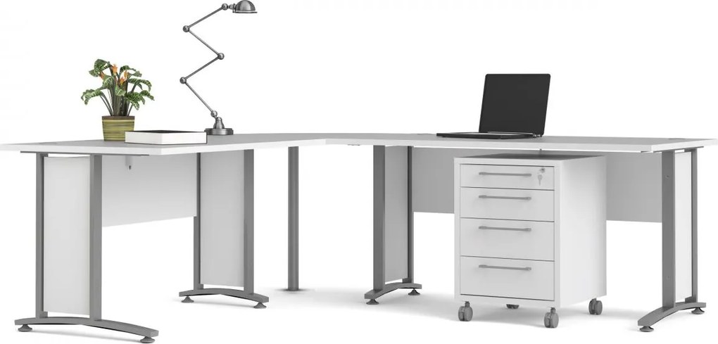 FALCO Rohový psací stůl Office 80400/304 bílá/silver grey