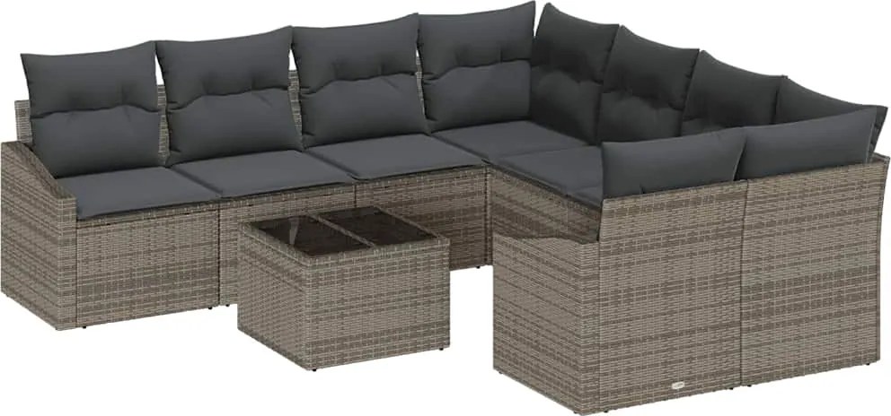 Set pohovek 9 ks Šedá polyratan 3346659
