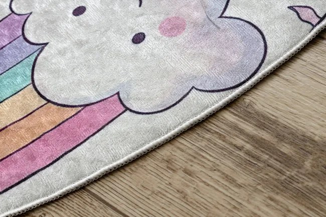Dětský koberec protiskluzový BAMBINO 61400 krémový / růžový kruh