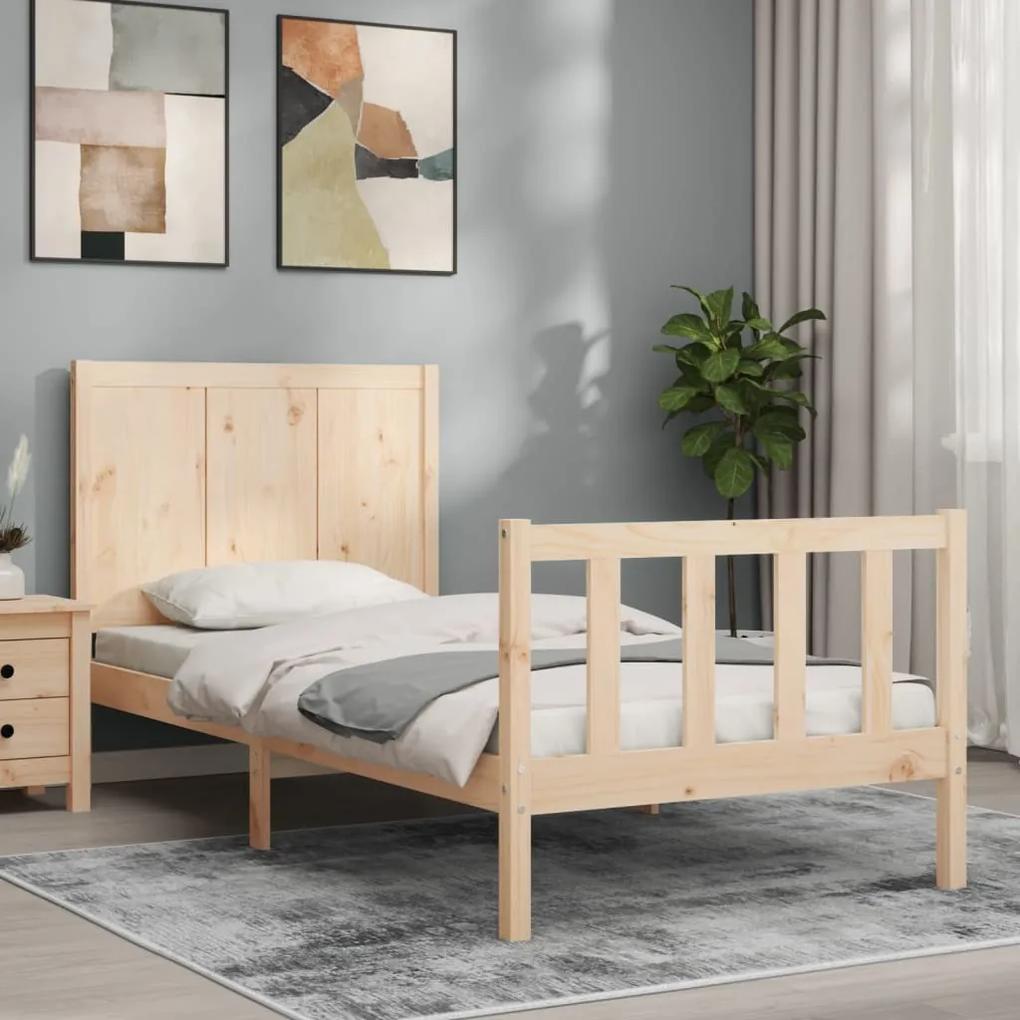 vidaXL Rám postele s čelem 90 x 200 cm masivní dřevo [3192608] Barva: Přírodní