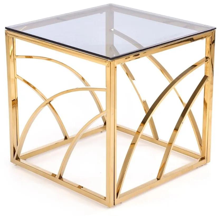 Konferenční stolek Universe čtvercový, čirá / zlatá