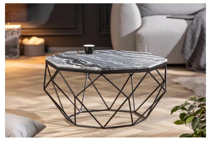 Massive home | Konferenční stolek DIAMOND NOBLES 69 CM šedý mramor