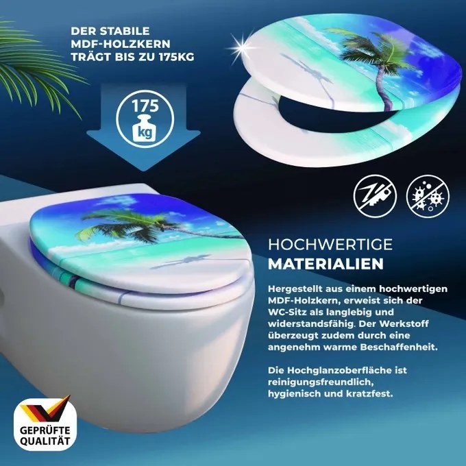 Casaria WC sedátko s automatickým spouštěním motiv pláže 108588