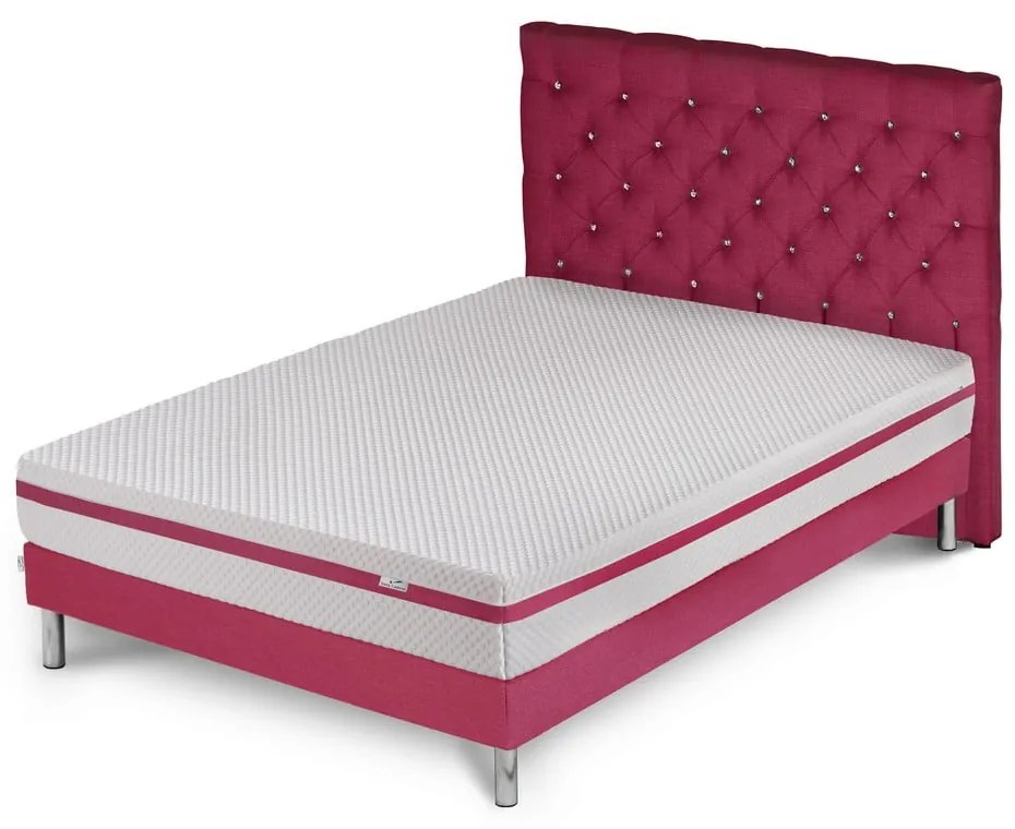 Růžová postel s matrací Stella Cadente Pluton Forme, 190 x 200 cm