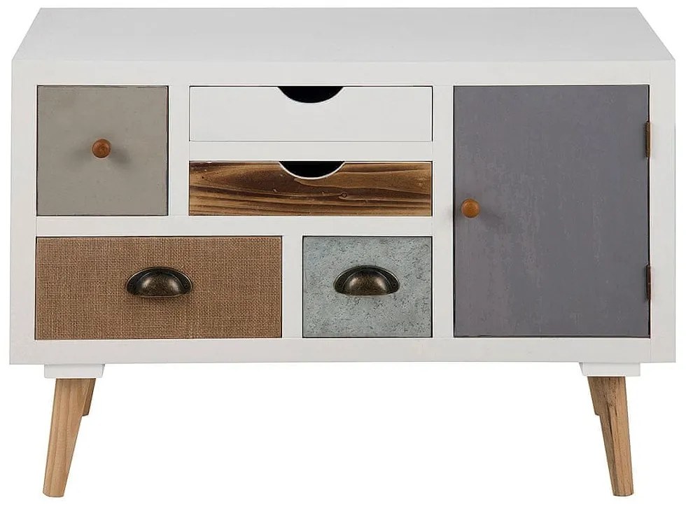 Design scandinavia Komoda s 5 zásuvkami a dveřmi Thess, 81 cm