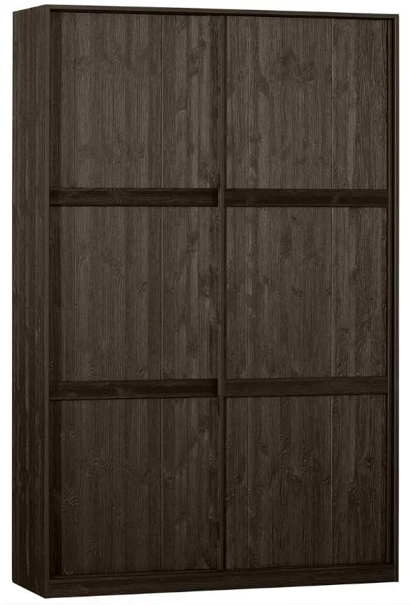 OnaDnes -20% Hoorns Tmavě hnědá borovicová šatní skříň Kitai 215 x 139 cm