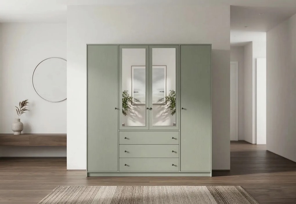 Stolar Šatní skříň Siena D4 LUX eukalypt se zrcadly