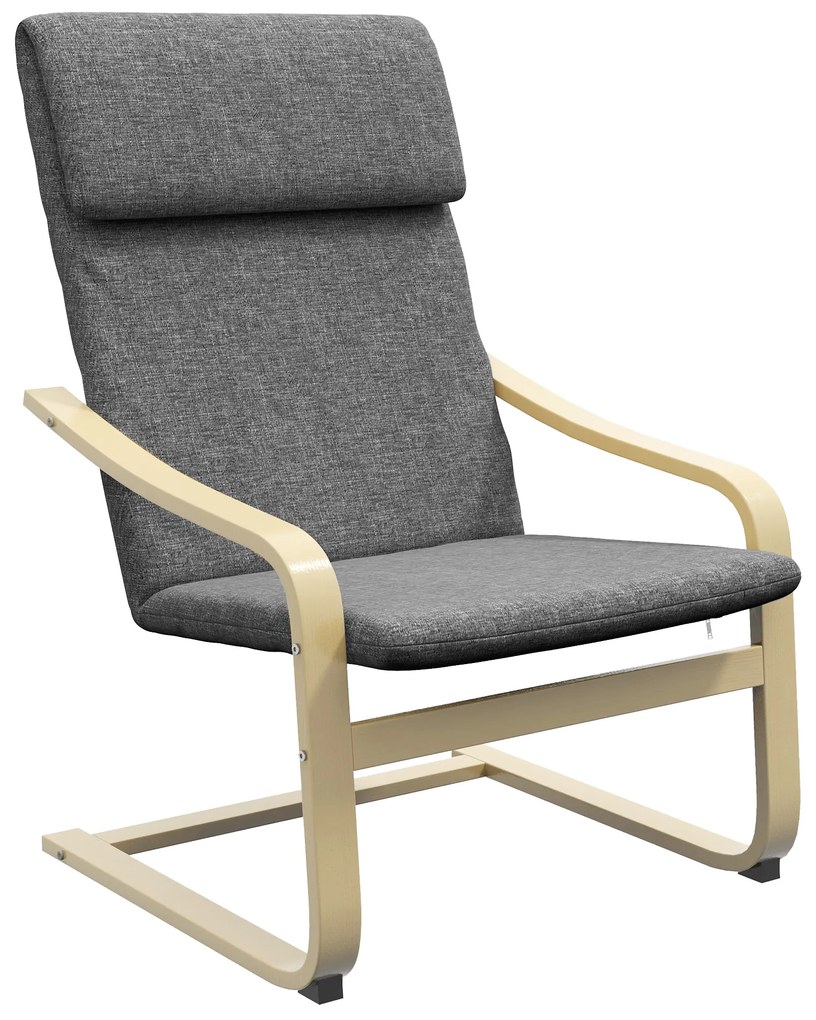 HOMCOM Relaxační křeslo polohovatelné s polštářem Otočná židle jídelní židle vzhled lnu tmavě šedá bříza 66,5x80x99cm do obývacího pokoje | Aosom.de
