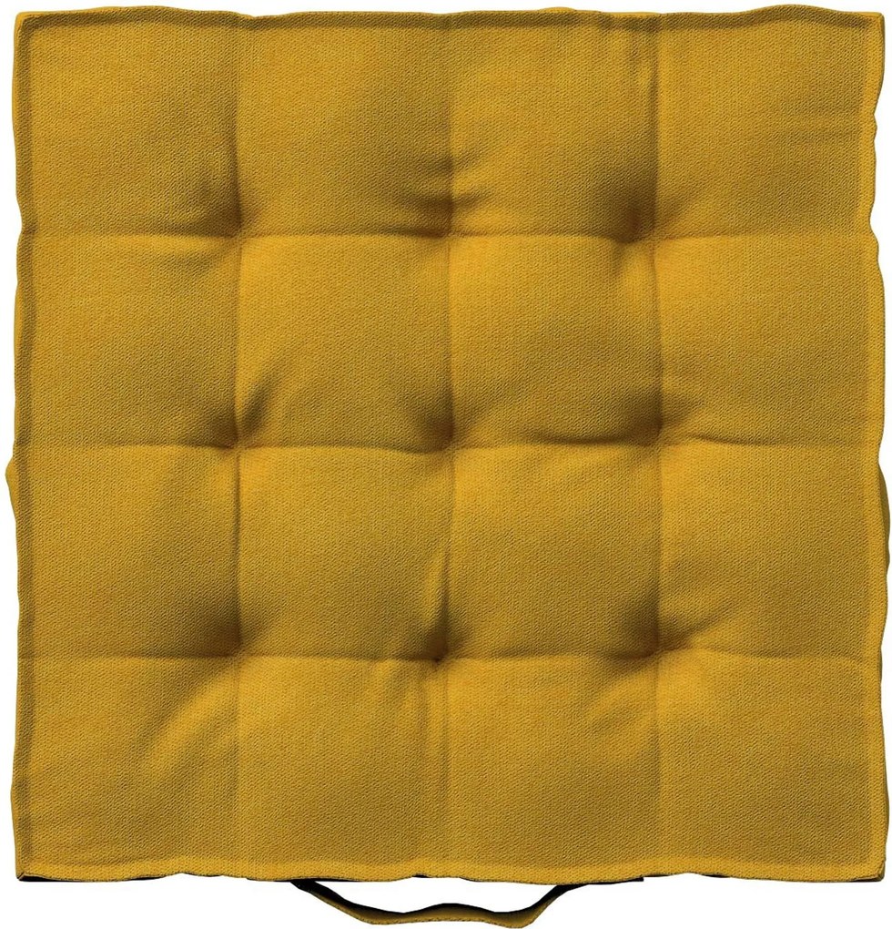 Sedák Kuba s úchytem barva žlutá látka pletený vzor