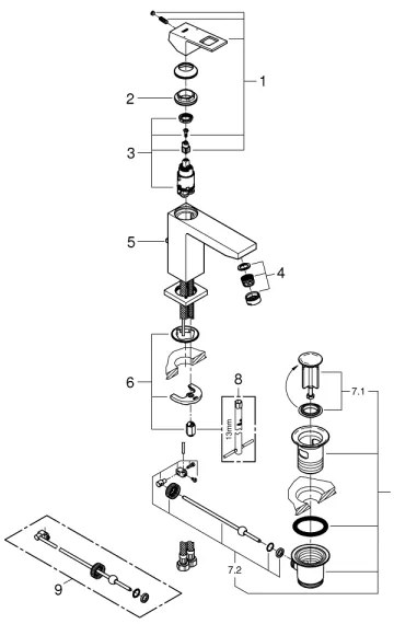 GROHE 23445AL0 - Umyvadlová baterie EUROCUBE velikost M grafit