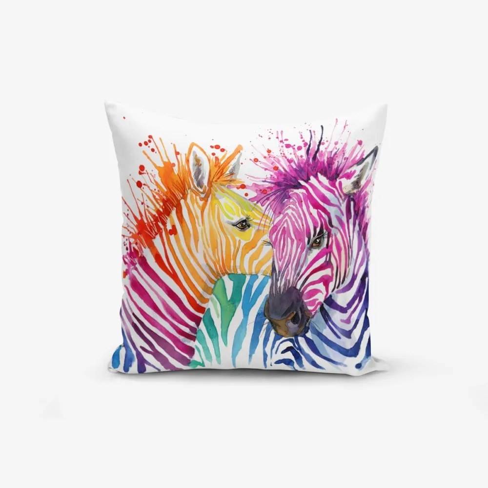 Povlak na polštář s příměsí bavlny Minimalist Cushion Covers Colorful Zebras Oleas, 45 x 45 cm