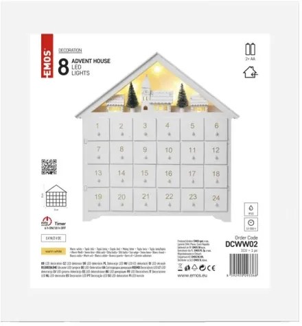 LED adventní kalendář EMOS DCWW02 ZY2316 2xAA vnitřní použití teplá bílá