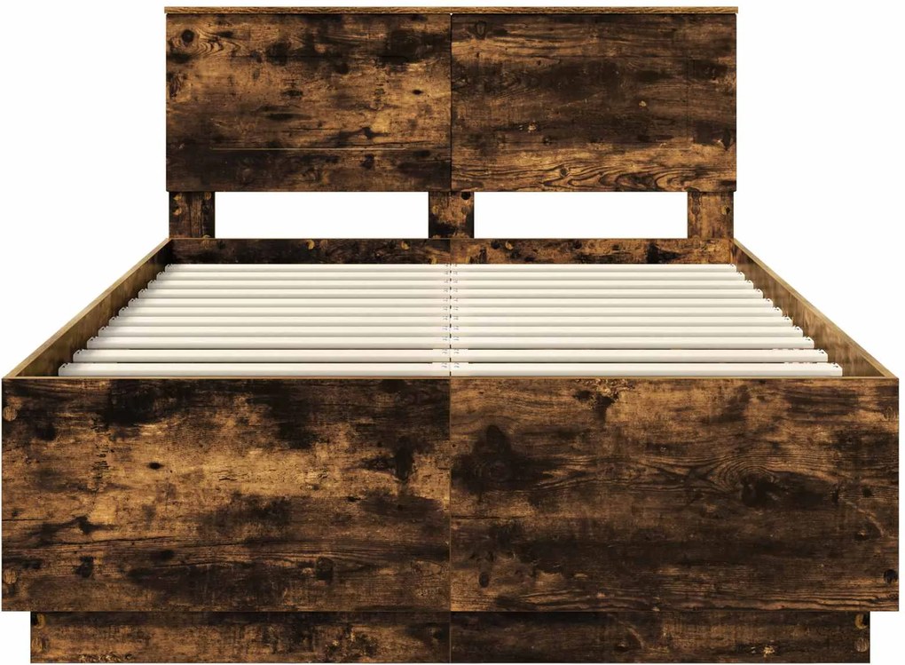 Rám postele s čelo Kouřový dub 120 x 190 cm Kompozitní dřevo 3408184