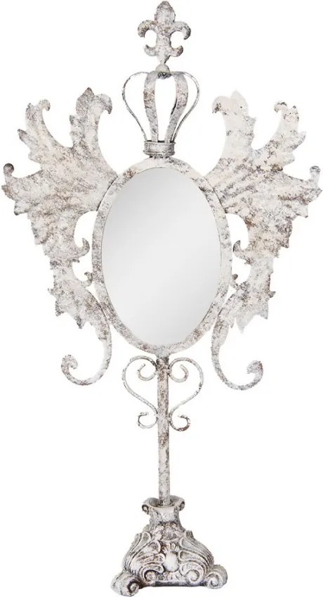 Antik kovové béžové stolní zrcadlo Clothilde - 37*14*68 cm