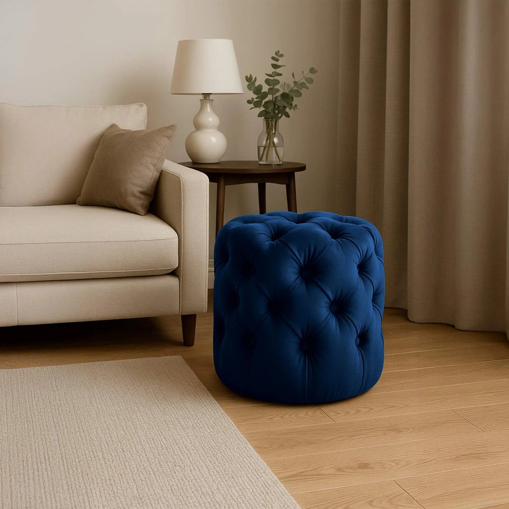 Taburet Drancy samet M – modrá