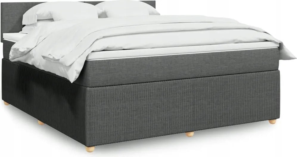 Box Spring Postel S Matrací Textil Tmavě Šedá Hladký design 180 x 200 cm