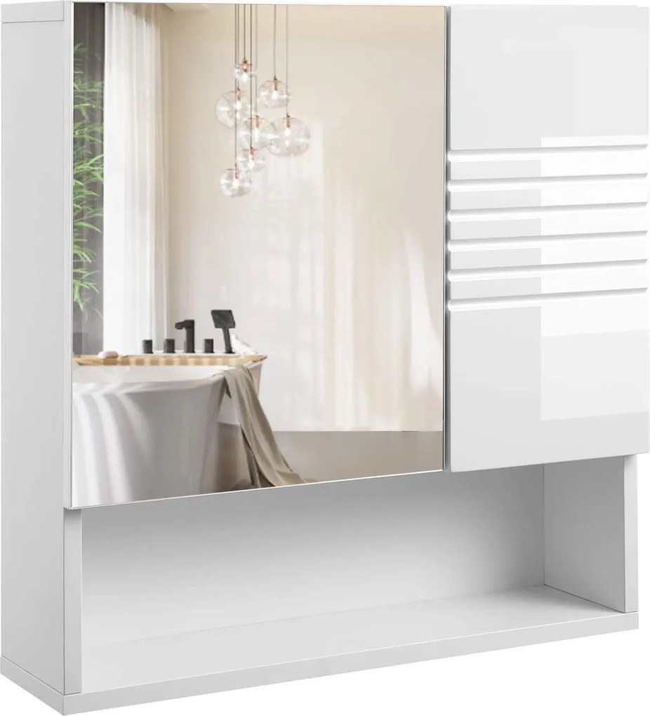 VASAGLE Koupelnová zrcadlová skříňka bílá 54 x 55 cm
