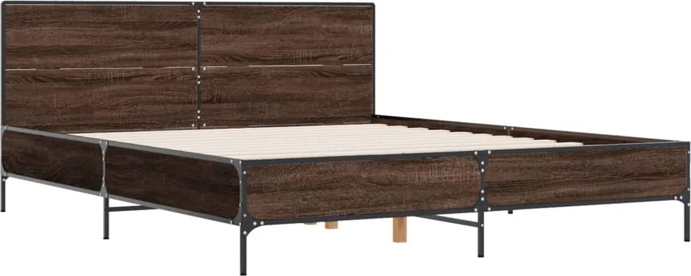Rám postele hnědý dub 120 x 190 cm kompozitní dřevo a kov 3280026
