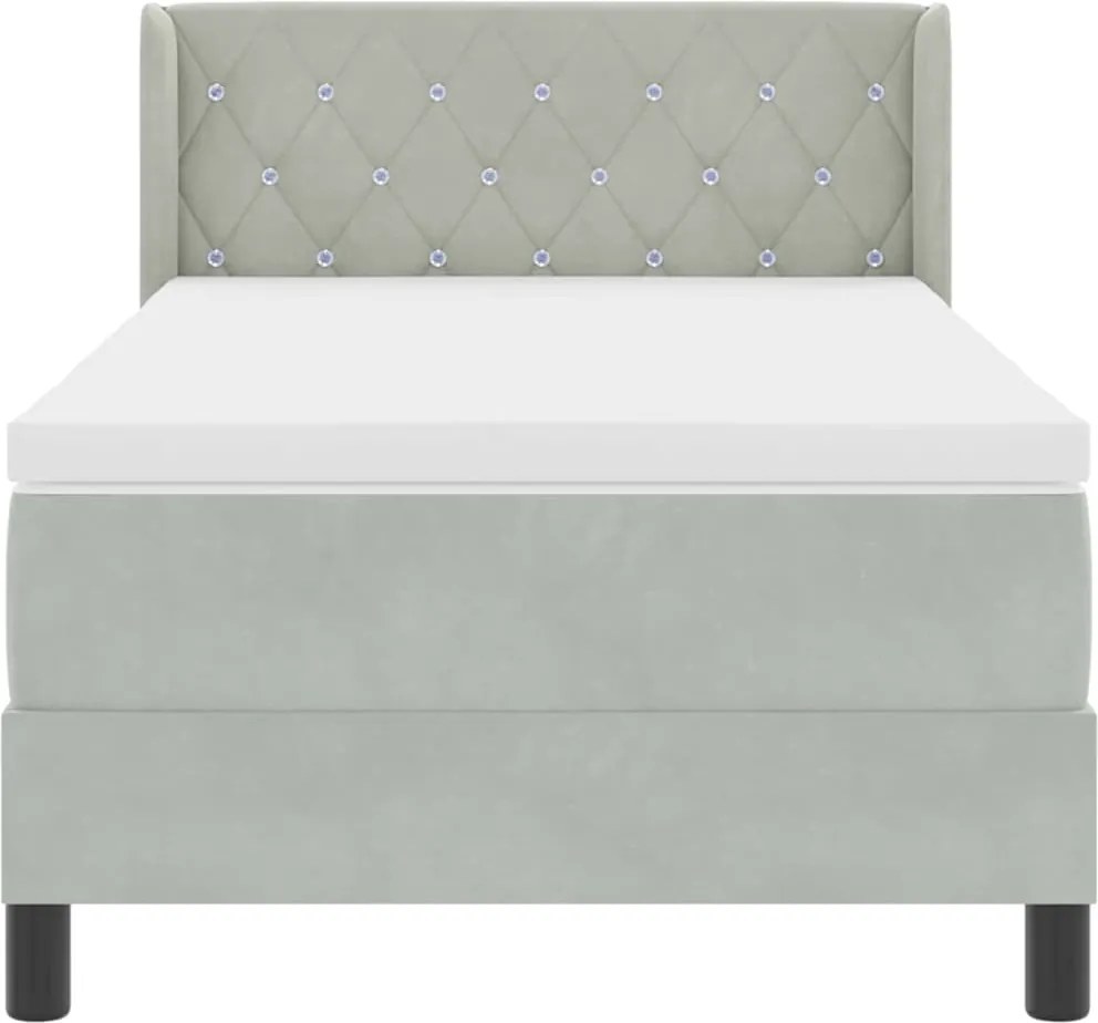Postel s boxspringem s čelo Světle šedá 200 x 100 cm samet 3341402
