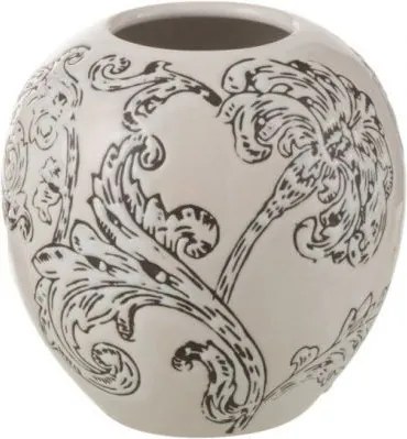 Bílo-černá porcelánová váza s květy Zen Ball – 11*11*11 cm