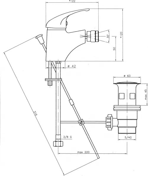 NOVASERVIS bidetová baterie s výpustí TITANIA IRIS chrom, 92011,0