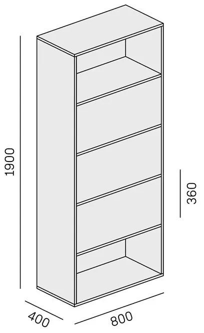 Vysoký kancelářský policový regál LAYERS, 3 boxy, 800 x 400 x 1905 mm, dub přírodní / dub mořený