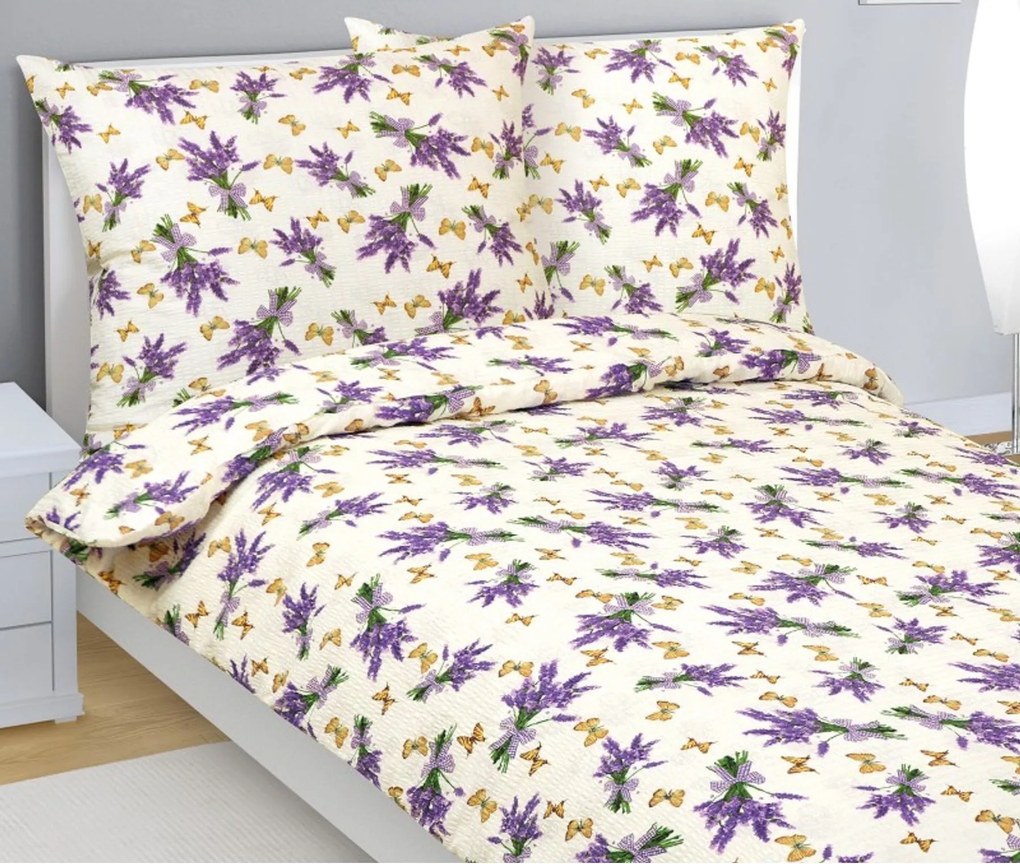 Povlečení krepové Fialová,Žlutá 80/194 - 140x200, 70x90 cm
