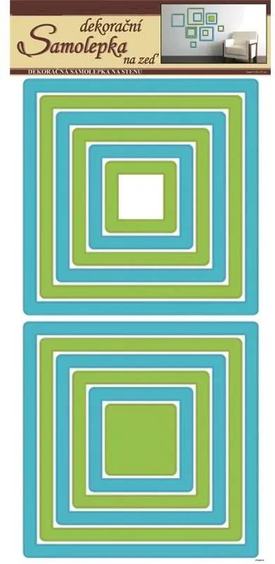 Samolepící pokojová dekorace Čtverce zeleno modré | BIANO